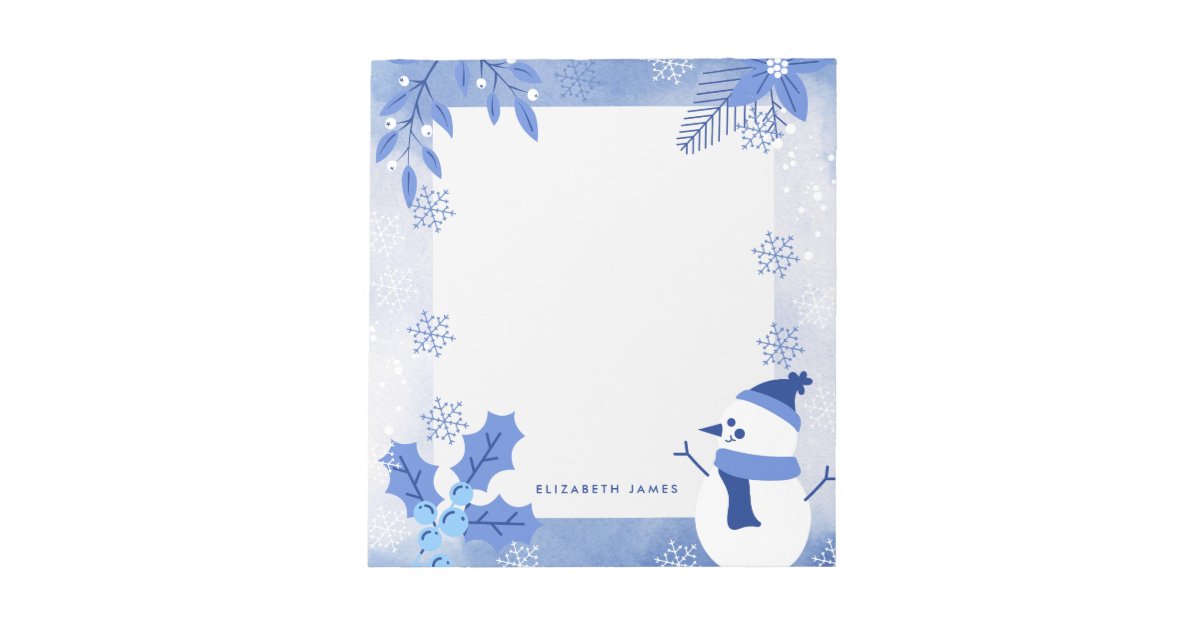 Rustic Watercolor Snowman Winter Custom Notepad | Zazzle