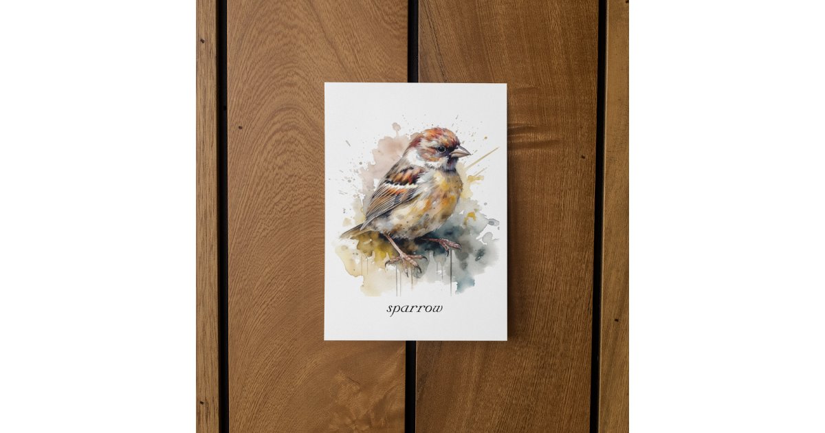 Rustic Watercolor Sparrow, custom | Zazzle