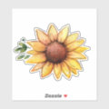 Rustic Watercolor Sunflower Sticker | Zazzle