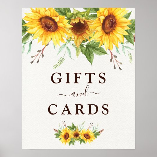 Rustic Watercolor Sunflowers Wedding Cards & Gifts Poster | Zazzle.com