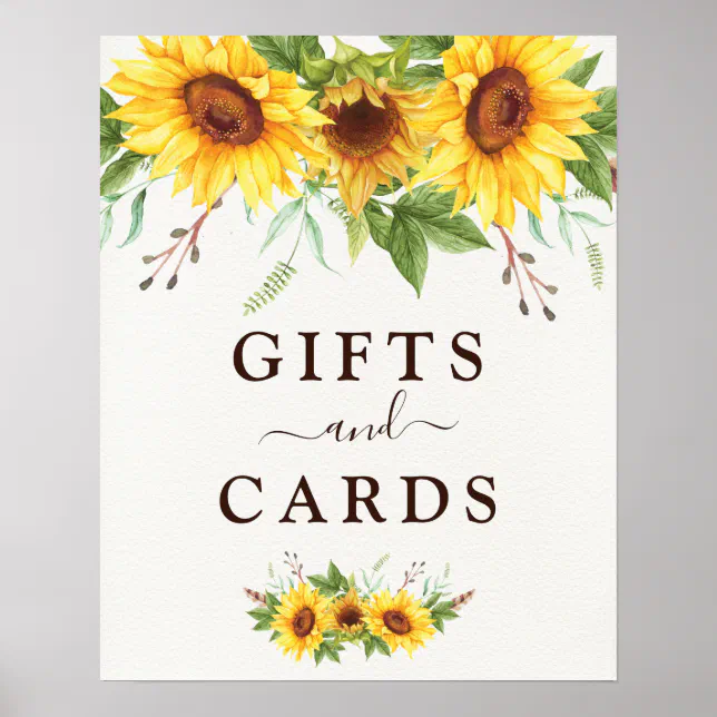 Rustic Watercolor Sunflowers Wedding Cards & Gifts Poster | Zazzle