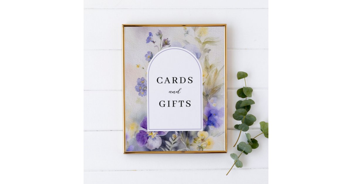 Rustic Watercolor Violets Cards & Gifts Sign | Zazzle