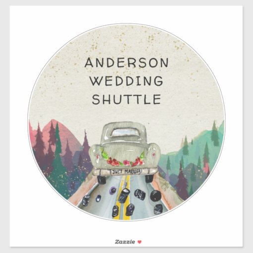 Rustic Watercolor Wedding Shuttle Label | Zazzle