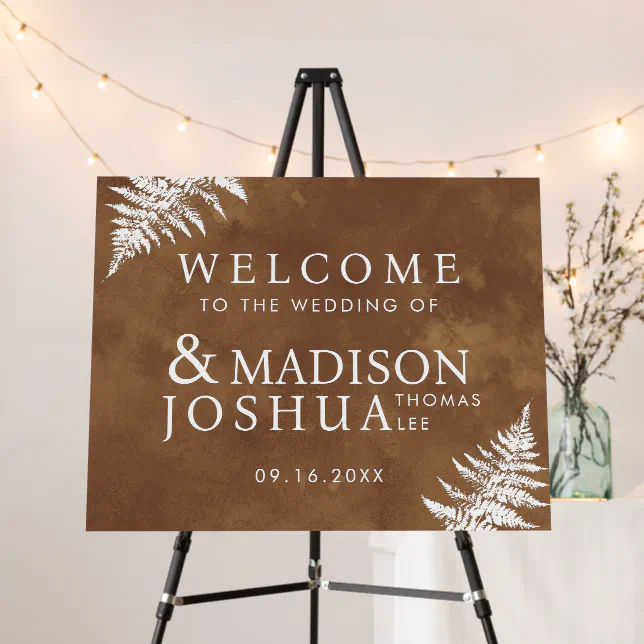 Rustic Watercolor Wild Fern Wedding Welcome Sign | Zazzle