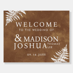 Rustic Watercolor Wild Fern Wedding Welcome Sign | Zazzle
