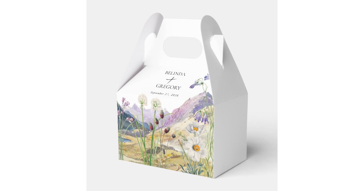 Rustic Watercolor Wildflower Mountain Wedding Favor Boxes | Zazzle