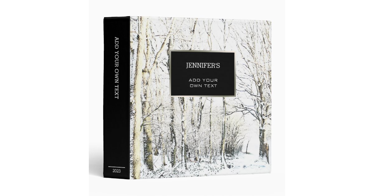 Rustic watercolor winter snow forest personal 3 ring binder | Zazzle