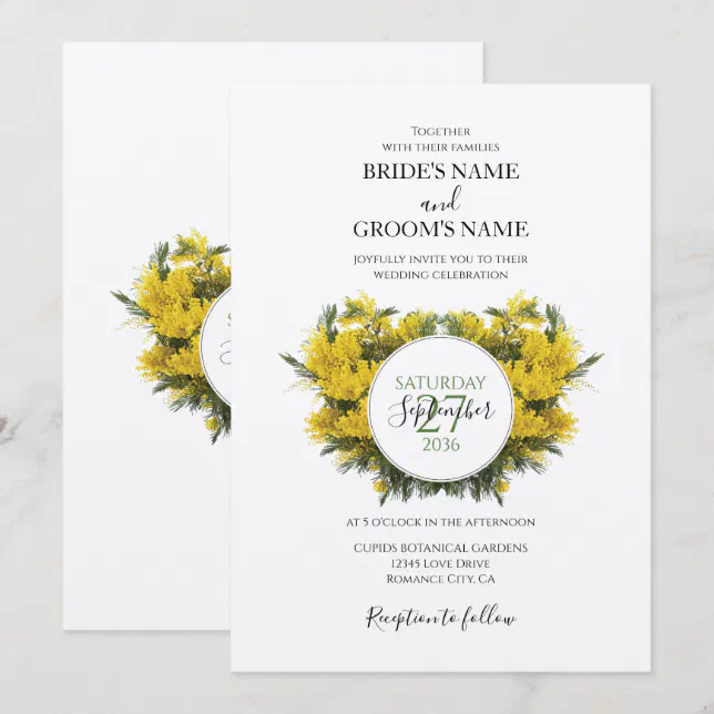 Rustic Wattle Acacia Wedding Invitations | Zazzle