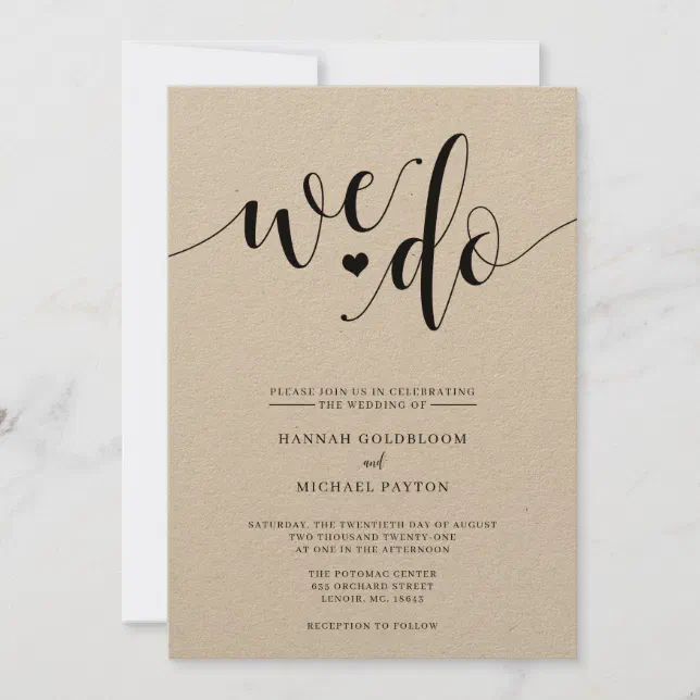 Rustic We Do Wedding Invitation | Zazzle