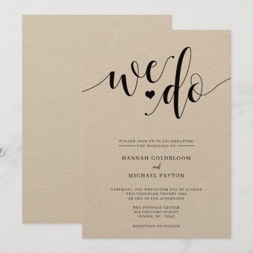 Rustic We Do Wedding Invitation | Zazzle