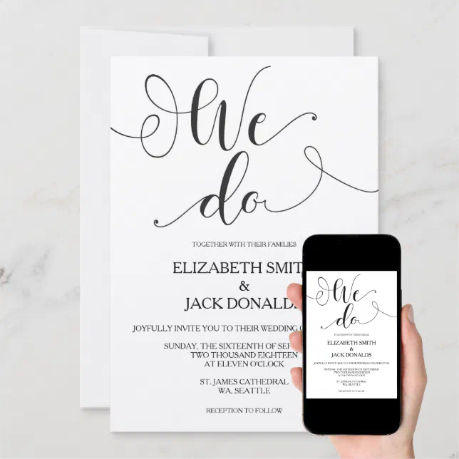 Rustic We Do Wedding Invitation Card - Calligraphy | Zazzle