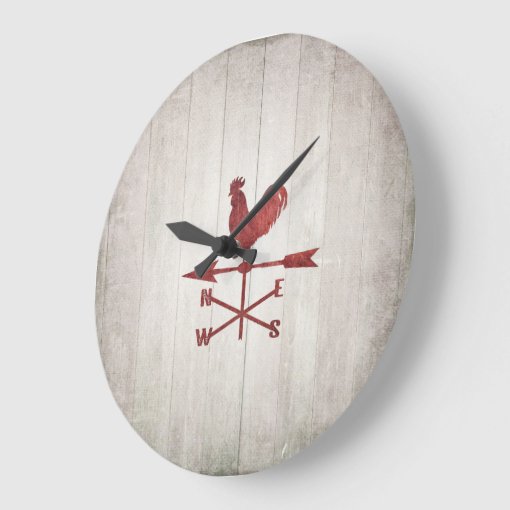 Rustic Weather Vane (Red) Large Clock | Zazzle