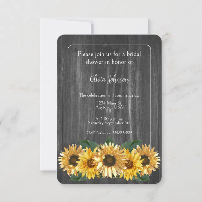 Rustic Weathered Sunflower Bridal Shower Invitation | Zazzle