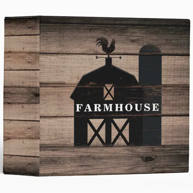 Rustic Weathered Wood Black Barn Country Farmhouse 3 Ring Binder | Zazzle