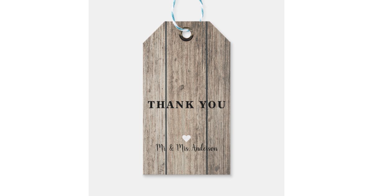 Rustic Weathered Wood Farmhouse Barn Wedding Gift Tags | Zazzle
