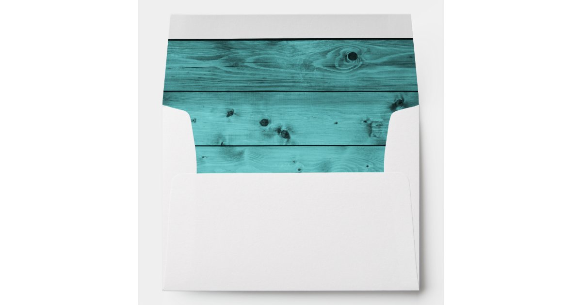 Rustic Weathered Wood Teal Wedding 5X7 Envelope | Zazzle