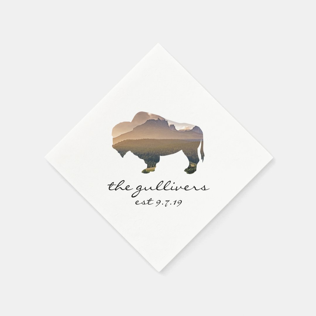 Rustic Wedding Bison Paper Napkins | Zazzle