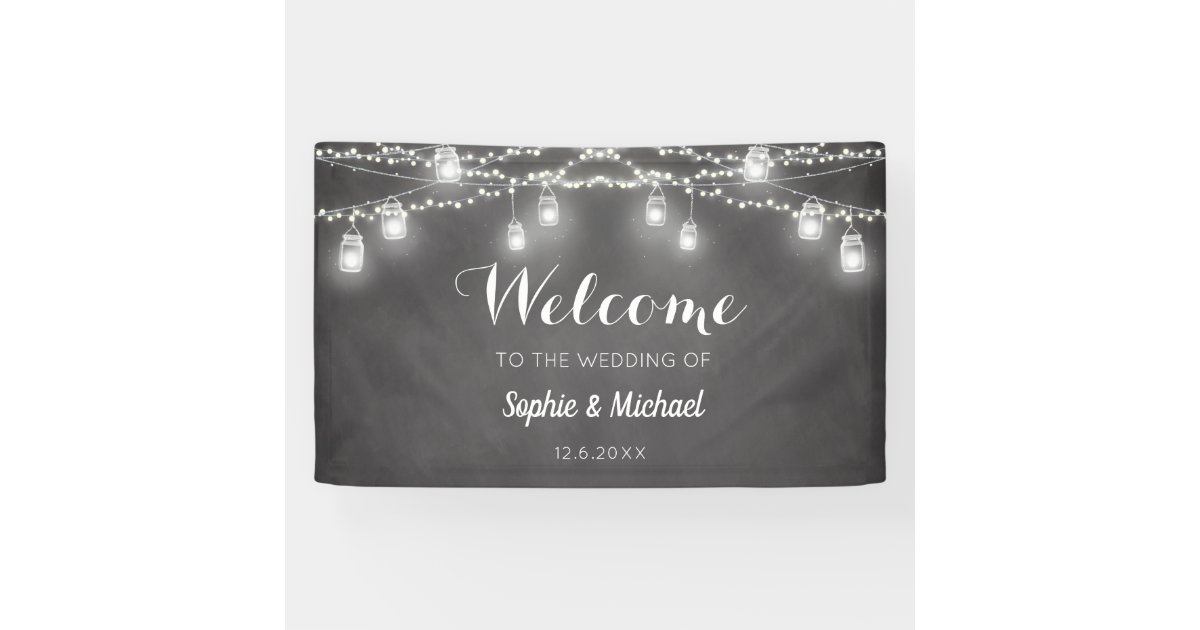 Rustic Wedding Black White Welcome Banner | Zazzle