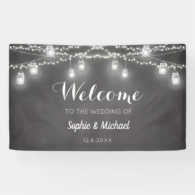 Rustic Wedding Black White Welcome Banner | Zazzle