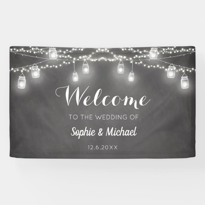 Rustic Wedding Black White Welcome Banner | Zazzle.com