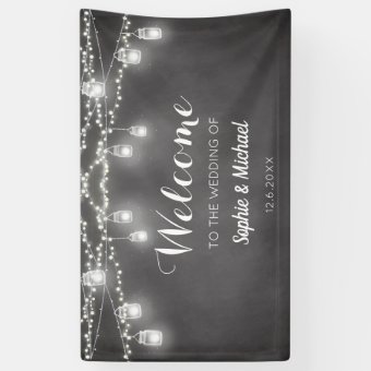 Rustic Wedding Black White Welcome Banner | Zazzle