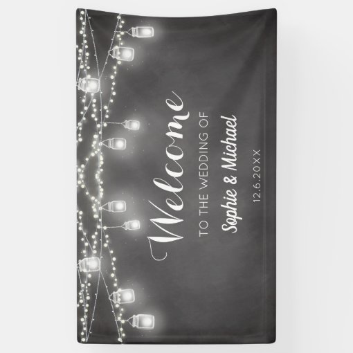 Rustic Wedding Black White Welcome Banner | Zazzle