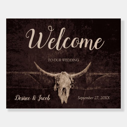 Rustic Wedding Bull Skull Country Western Texture Foam Board | Zazzle