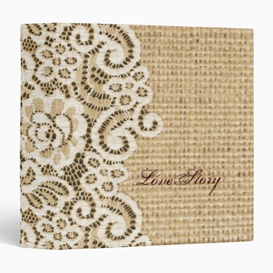 rustic wedding burlap lace country wedding 3 ring binder | Zazzle.com