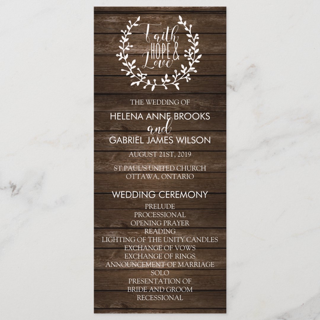 Rustic Wedding Ceremony Program | Zazzle