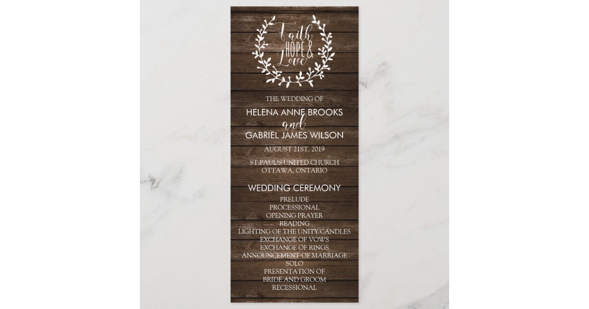Rustic Wedding Ceremony Program | Zazzle