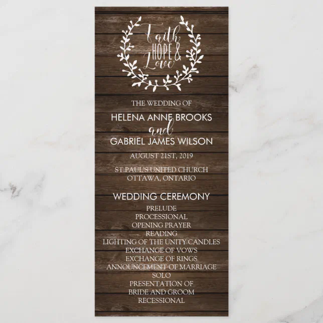 Rustic Wedding Ceremony Program | Zazzle
