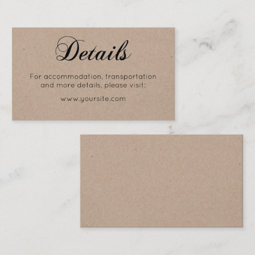 Rustic wedding details. Simple country calligraphy Enclosure Card | Zazzle