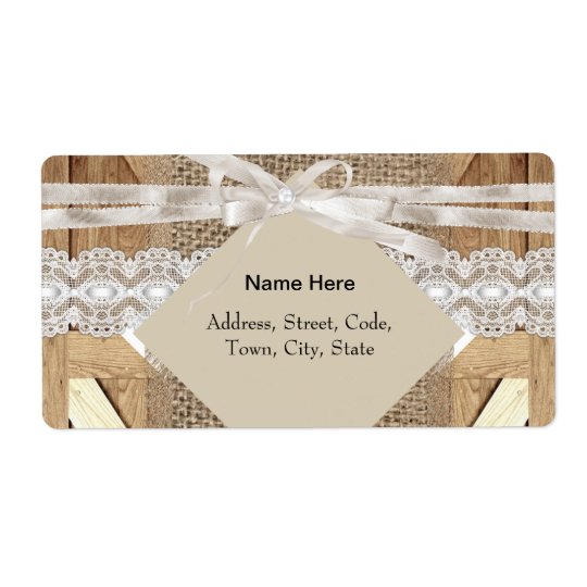 Rustic Wedding Door Beige White Lace Wood Burlap Label | Zazzle.com