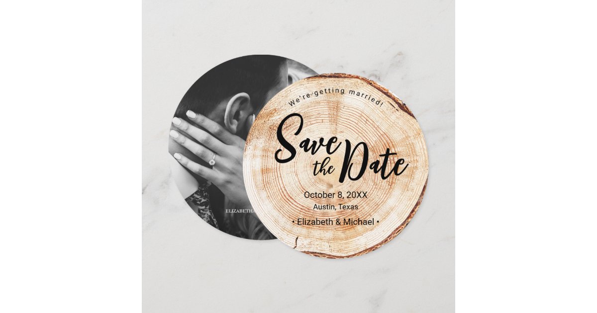 Rustic Wedding Engagement photo Wood Grain Invitation | Zazzle