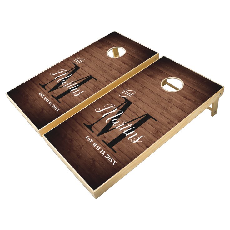 Rustic Wedding Family Monogram Personalized Cornhole Set | Zazzle