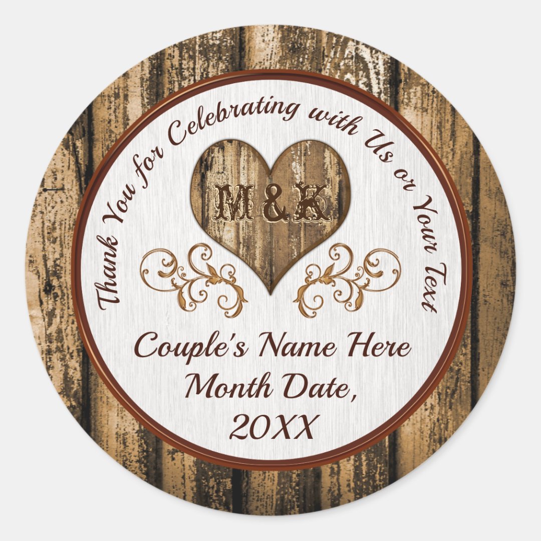 Rustic Wedding Favor Ideas Custom Wedding Stickers | Zazzle