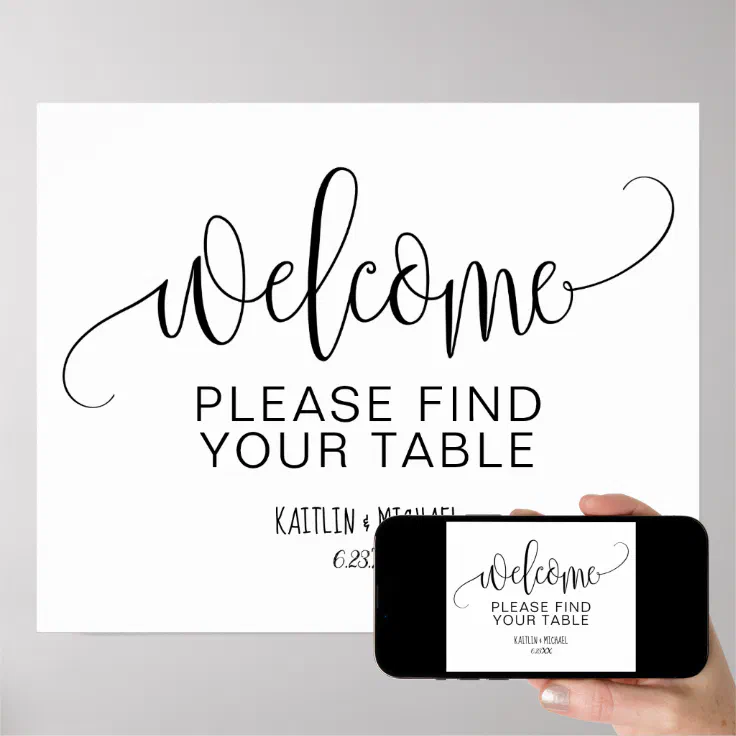 Rustic Wedding Find Your Table Sign (Black) | Zazzle