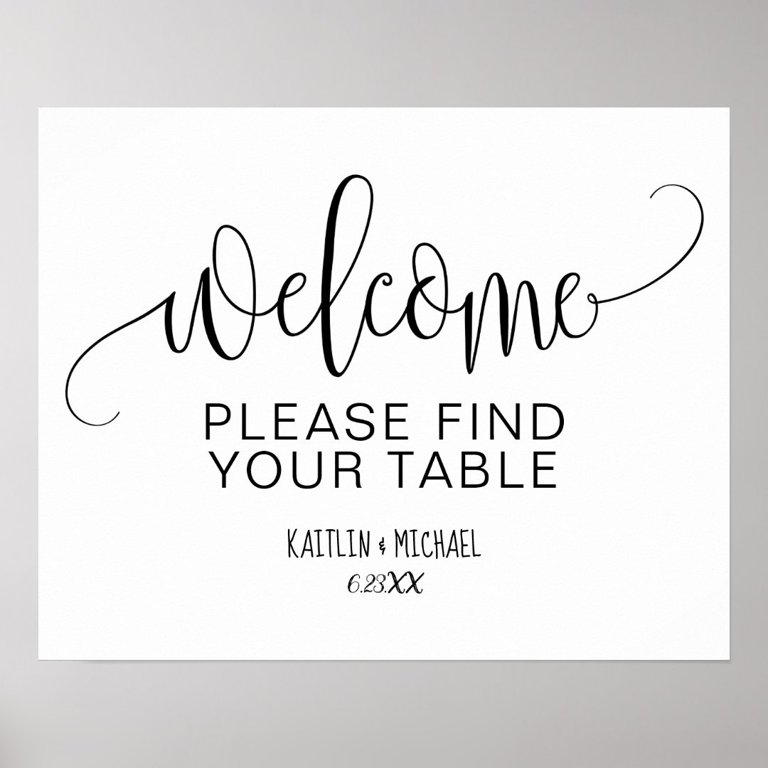 Rustic Wedding Find Your Table Sign (Black) | Zazzle