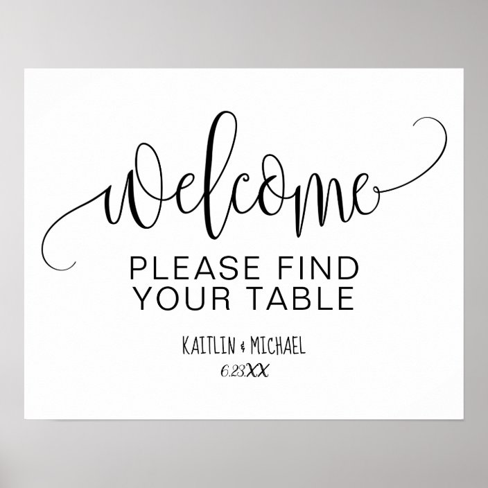 Rustic Wedding Find Your Table Sign (Black) | Zazzle