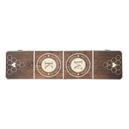 Rustic Wedding Heart Monogram in Dark Walnut Beer Pong Table | Zazzle
