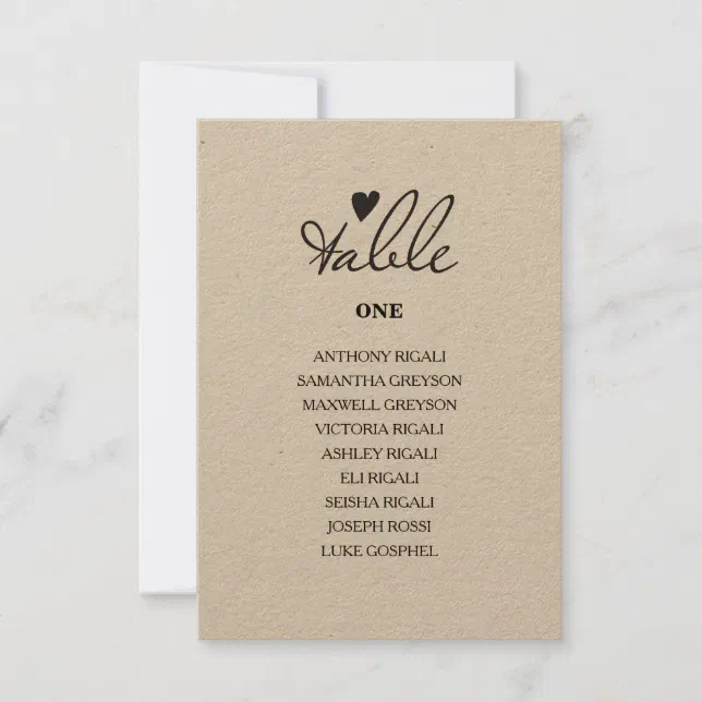 Rustic Wedding Individual Tables Seating Plan Invitation | Zazzle