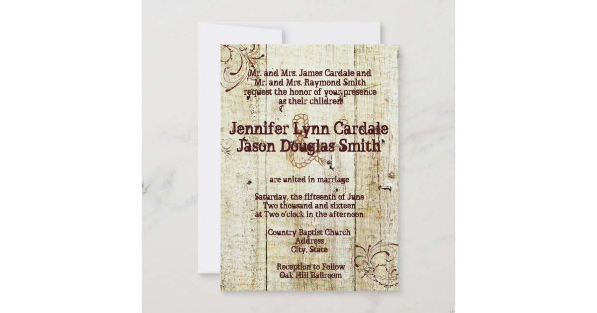 Rustic Wedding Invitations Barn Wood | Zazzle