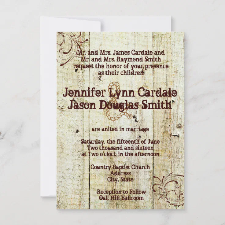 Rustic Wedding Invitations Barn Wood | Zazzle