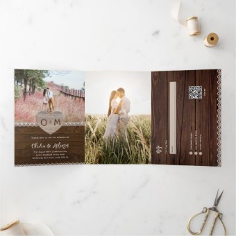 Rustic Wedding Invite Program RSVP Photo Cards | Zazzle