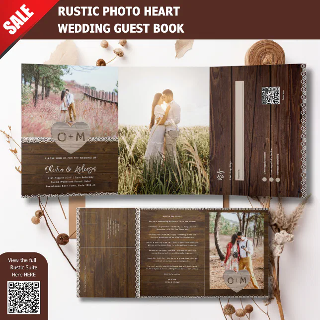 Rustic Wedding Invite Program RSVP Photo Cards | Zazzle