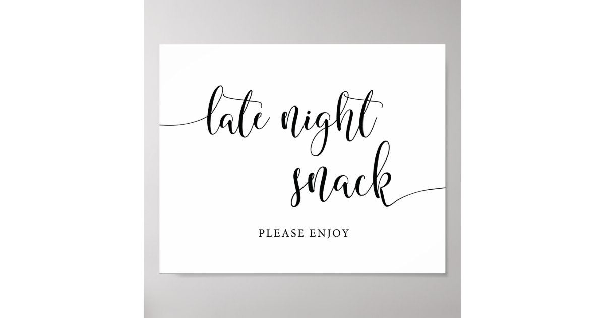 Rustic Wedding Late Night Snack Food Sign | Zazzle