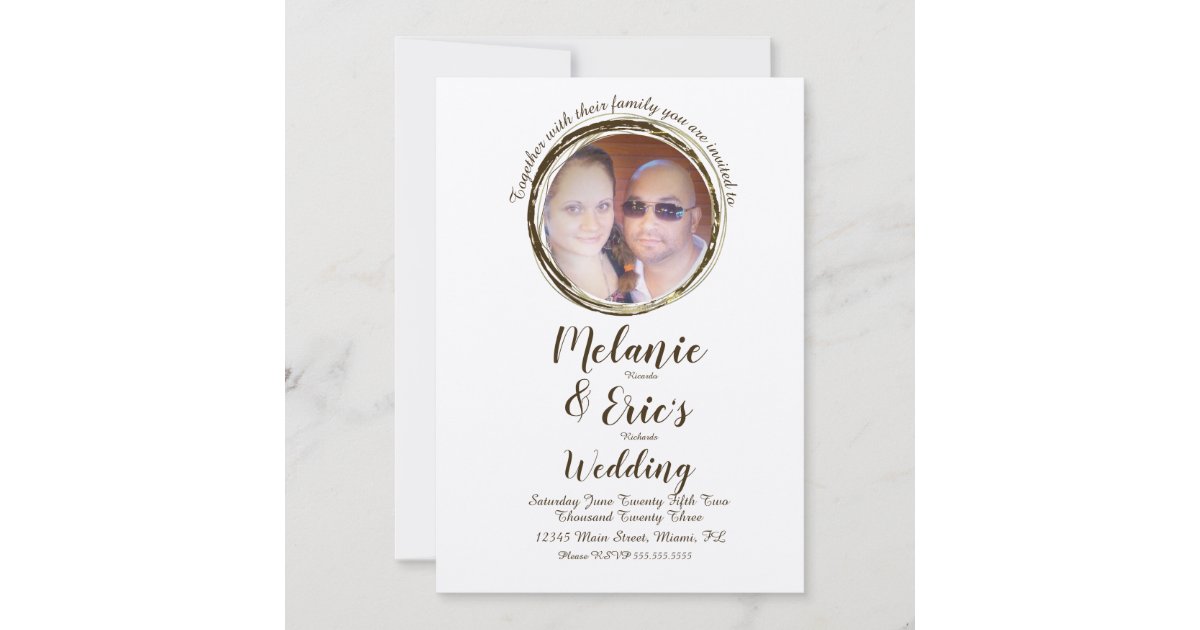 Rustic Wedding Log Rings Elegant Script Photo Invitation | Zazzle