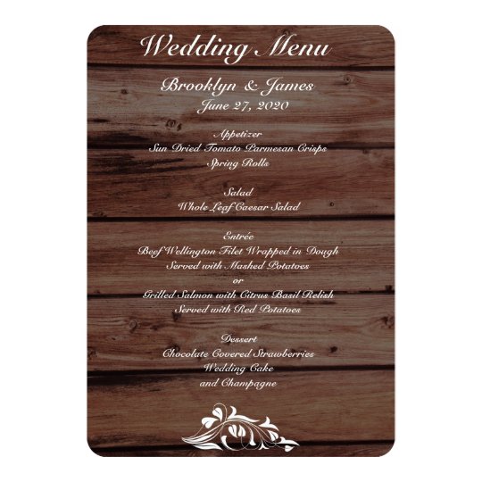 Rustic Wedding Menu Custom Invitations | Zazzle.com