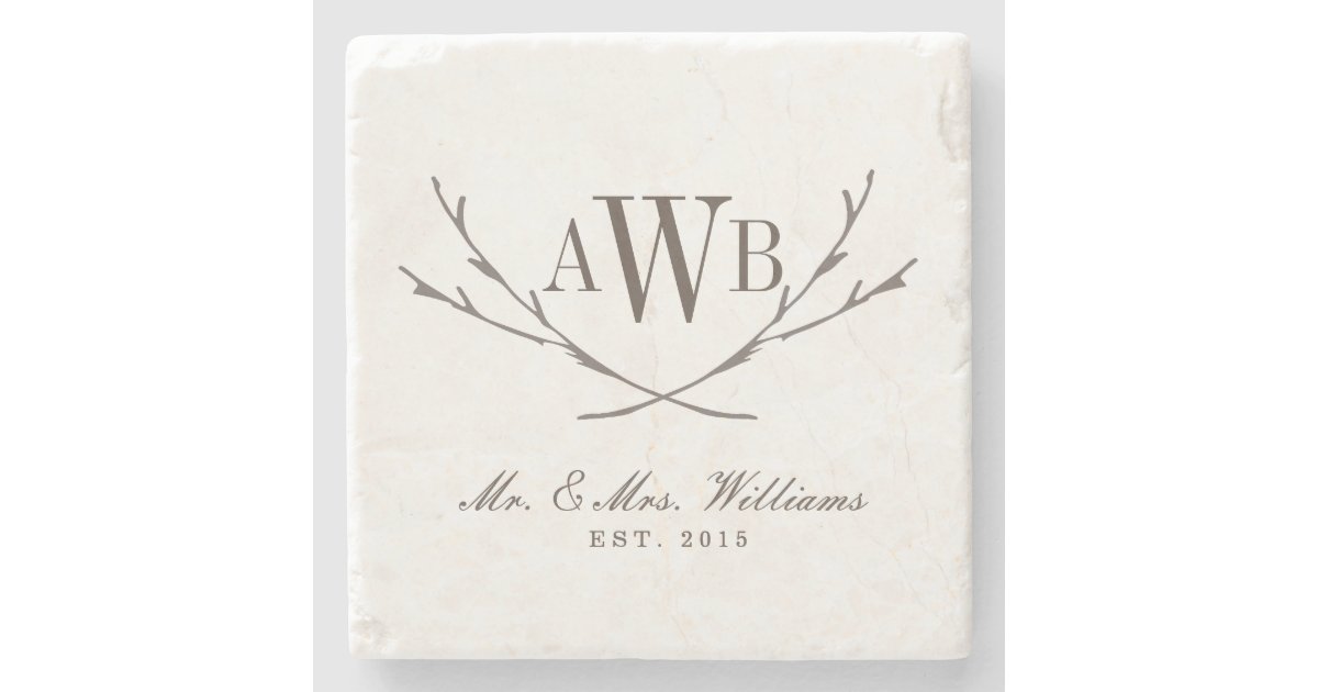 Rustic Wedding Monogram Coasters | Zazzle
