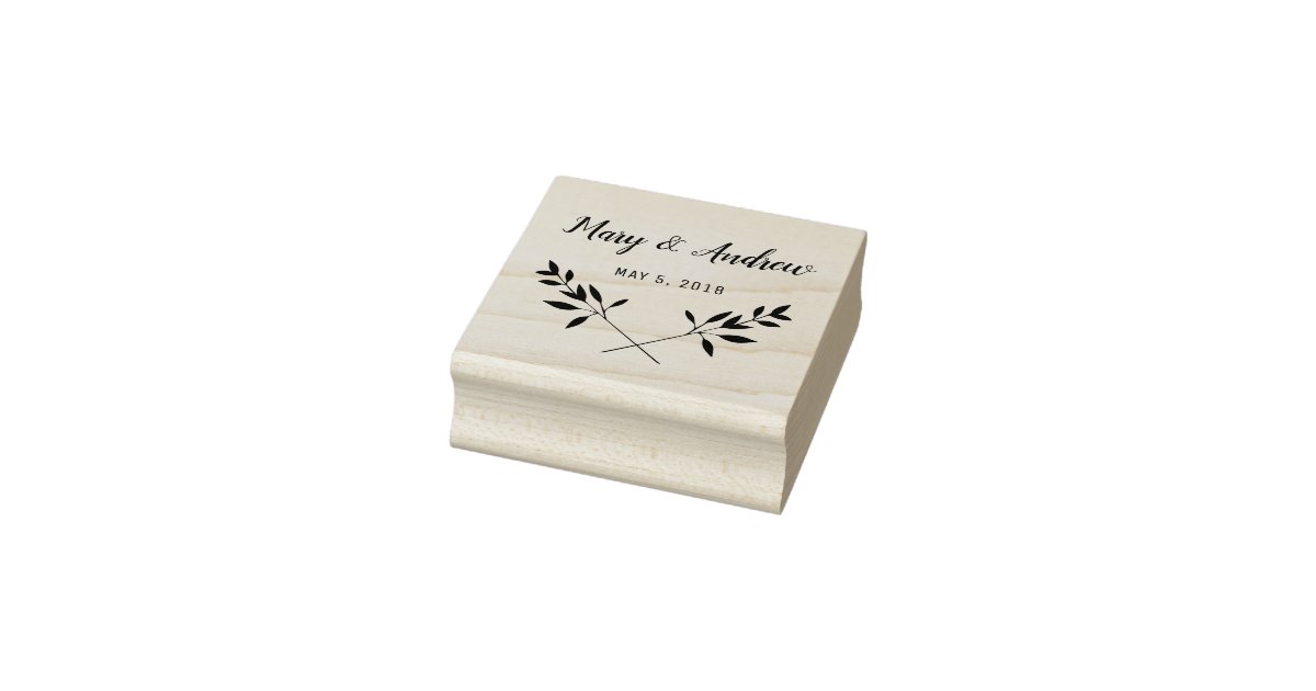 Rustic Wedding Monogram with Twigs Rubber Stamp | Zazzle